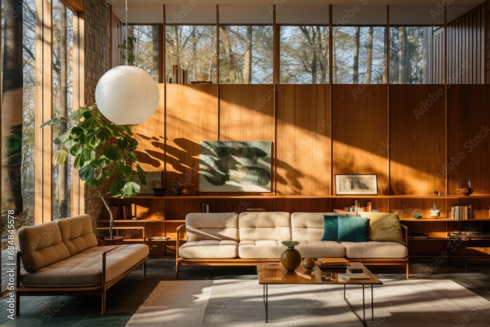 The home front wall design celebrates horizontal lines with a series of ...