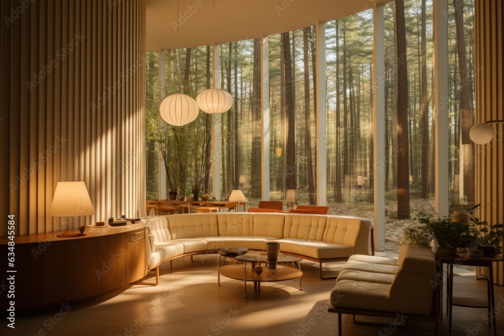 The home front wall design celebrates horizontal lines with a series of ...