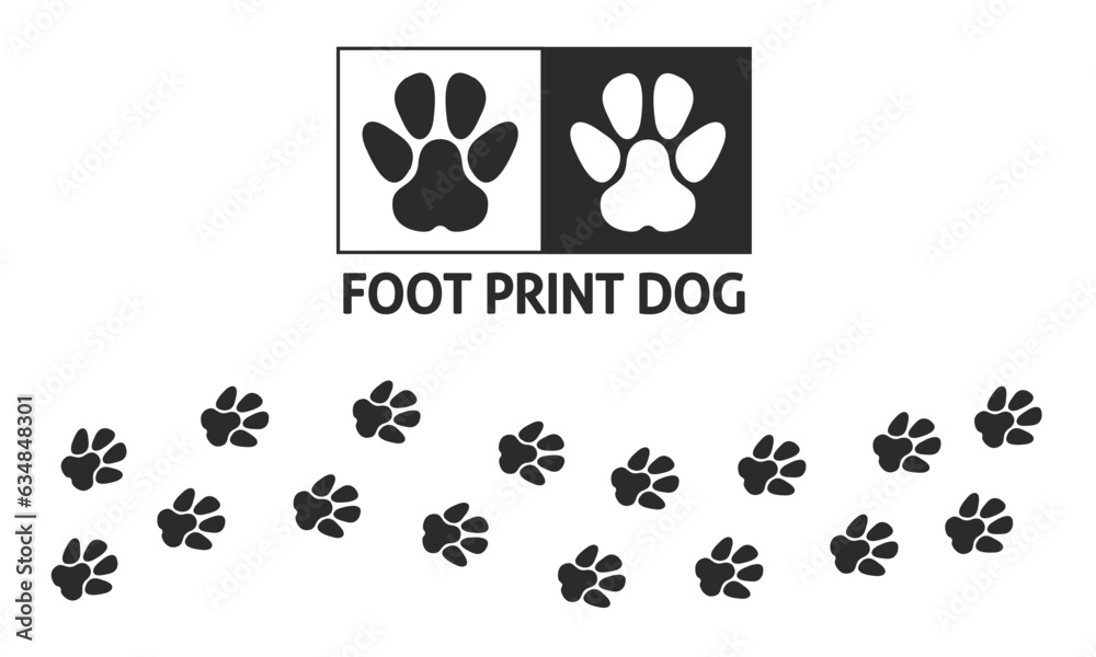 Vetor de Footprints for pets.dog Footprint pattern.Cute black ...