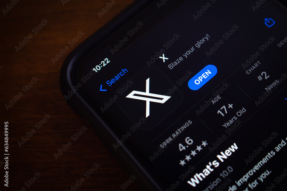 Vancouver, CANADA - Aug 6 2023 : Elon Musk's X App seen in App Store on ...