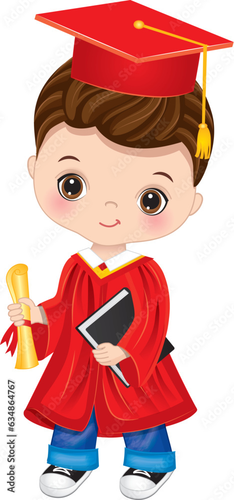 Vector Cartoon Image of Boy Celebrating Graduation Stock Vector | Adobe ...