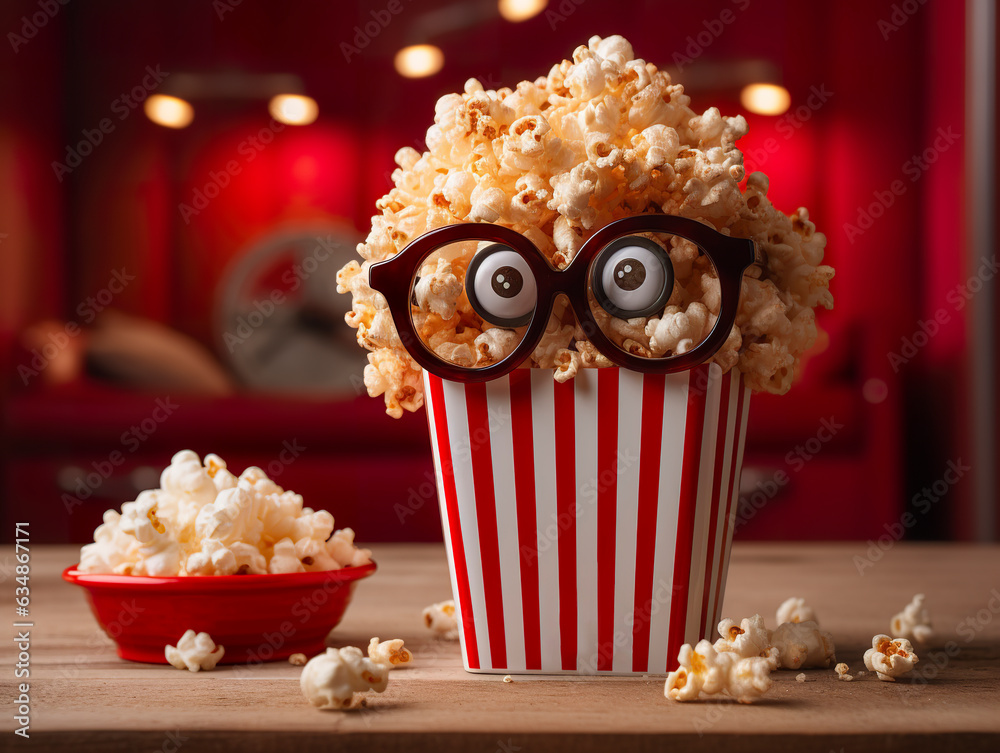 A 3D animated popcorn character, sporting spectacles, comes to life in ...
