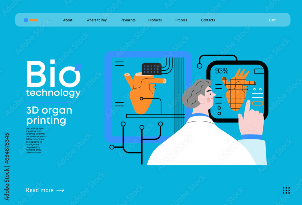 Bio Technology, 3D organ printing -modern flat vector concept ...