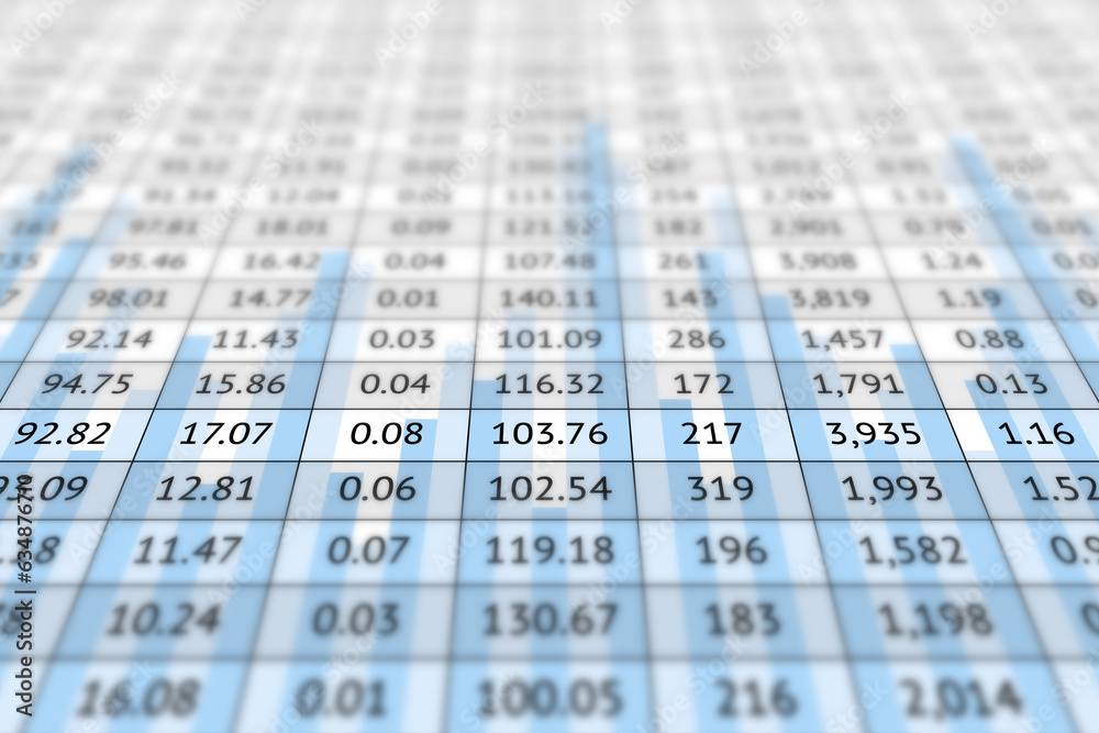 Digital summary table with numerical data and diagram Stock ...