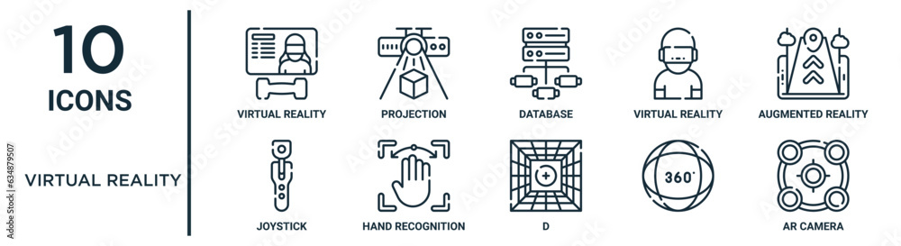 virtual reality outline icon set such as thin line virtual reality ...