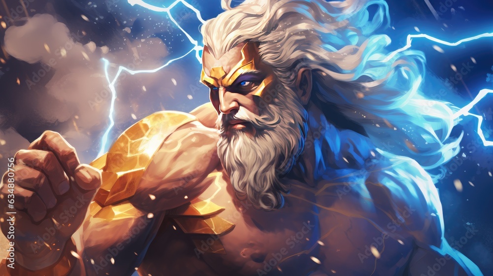 Divine Power Unleashed: Zeus, King of Gods, in Thunderous Glory Stock ...