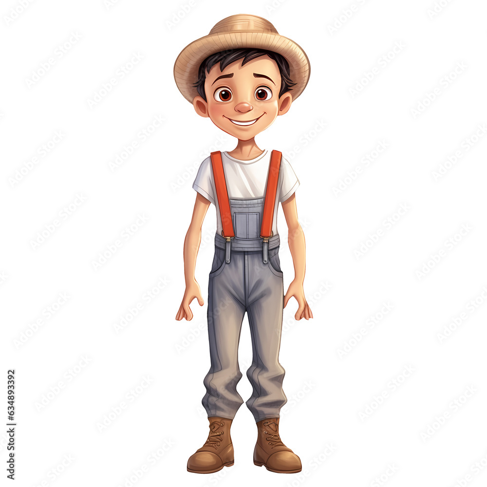 Cute Boy Farmer Clipart Illustration Stock Illustration | Adobe Stock