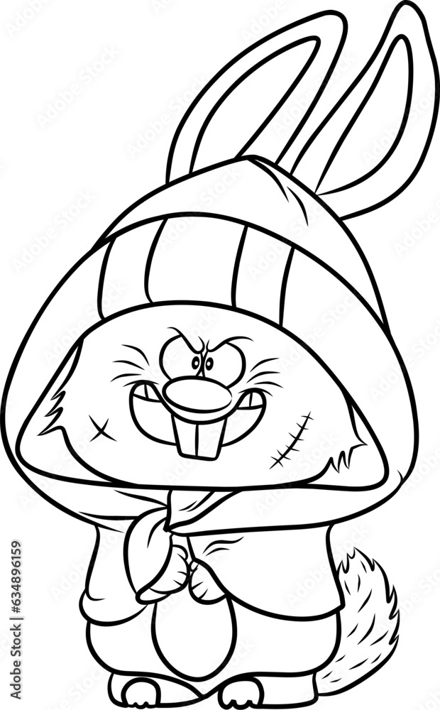 Bunny cartoon line art for coloring book page Stock Vector | Adobe Stock