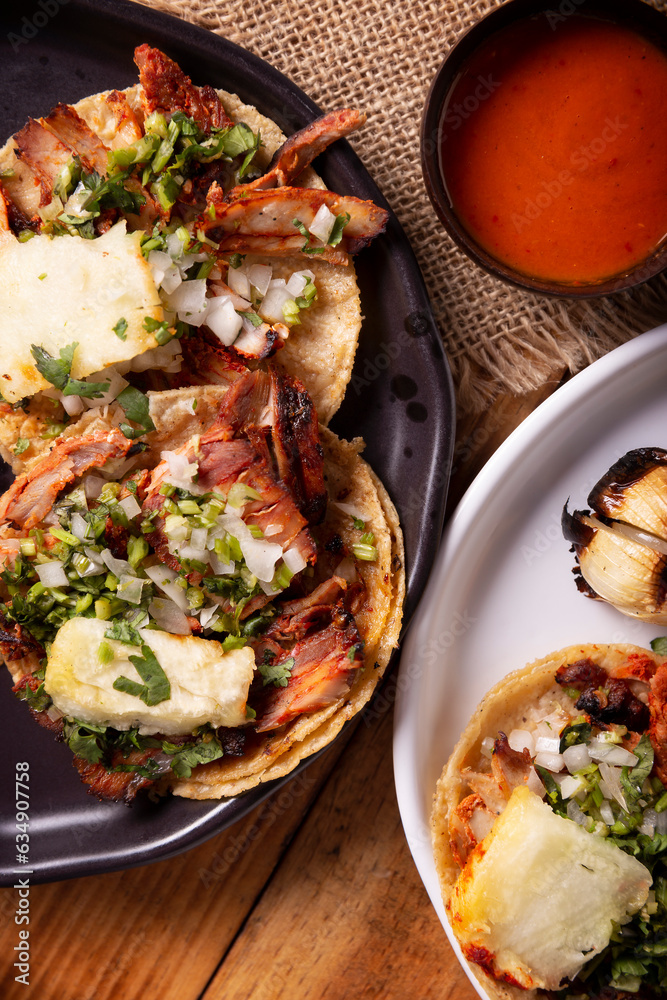 Tacos al pastor. Also known as Tacos de Trompo, they are the most ...