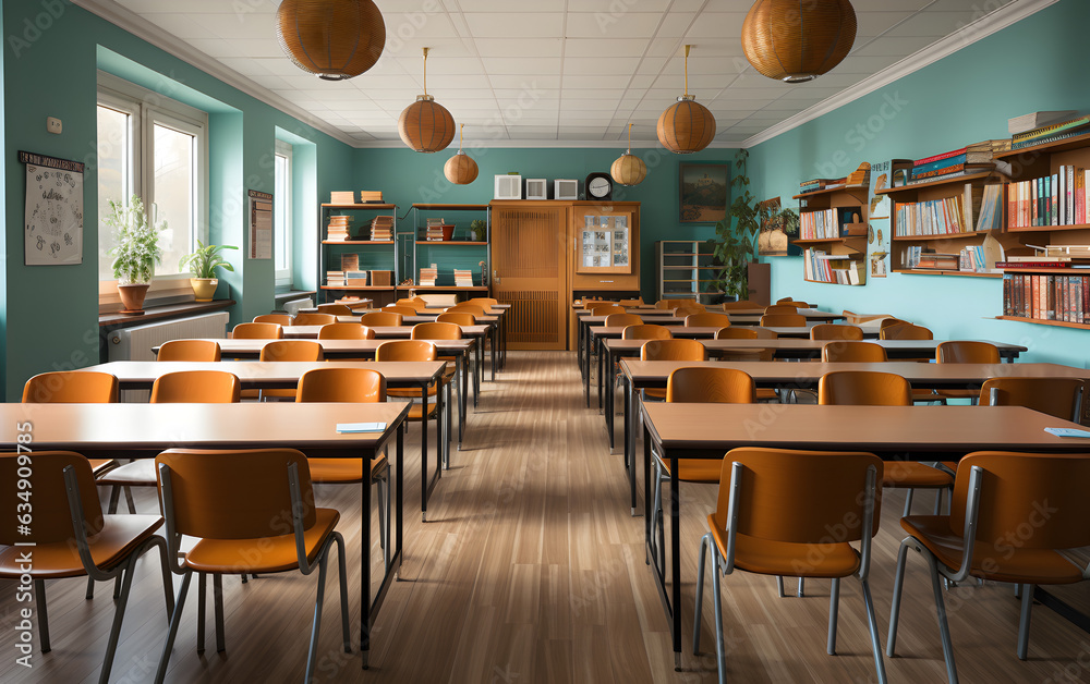 interior of a traditional style school classroom empty School classroom ...