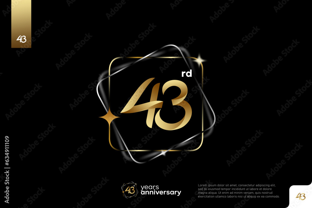 Gold number 43 logo icon design on black background, 43rd birthday logo ... Gold number 43 logo icon design on black background, 43rd birthday logo ...