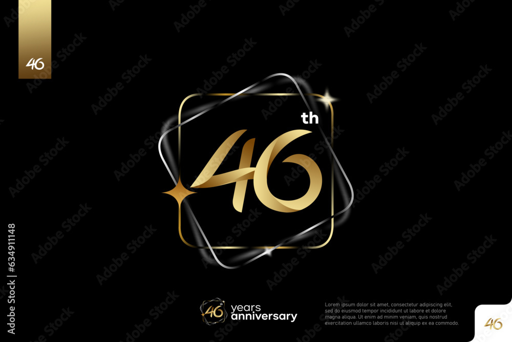 Gold number 46 logo icon design on black background, 46th birthday logo ...