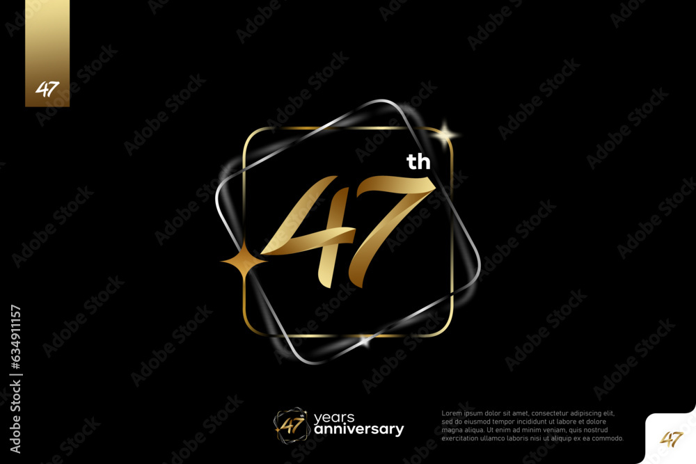 Gold number 47 logo icon design on black background, 47th birthday logo ...