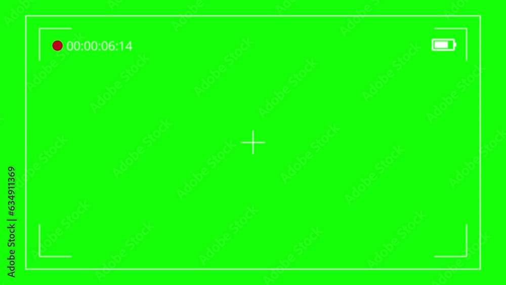 Camera viewfinder digital overlay display on green screen. Rec or ...