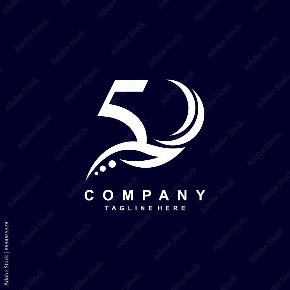 luxury white number 5 logo design with leaves, pretty swoosh feathers ...
