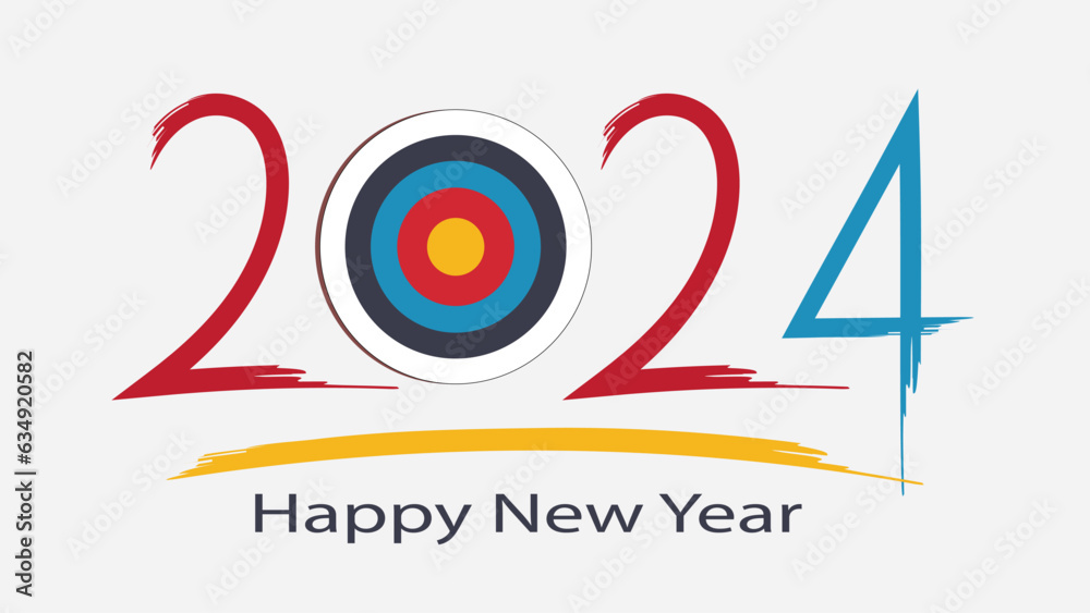 2024 New Year numbers with business target colorful banner. Cover of ...