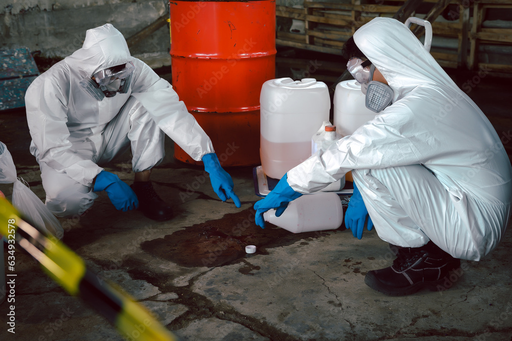 Specialist Officers in Chemical Safety Wear Chemical Risk Protective ...