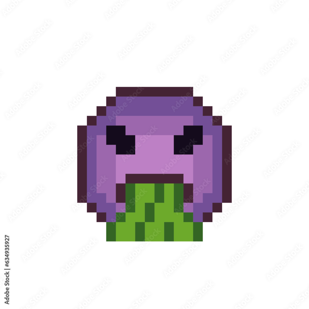 Smiley vomit, puke emoticon pixel art emotion disgust face angry flat ...