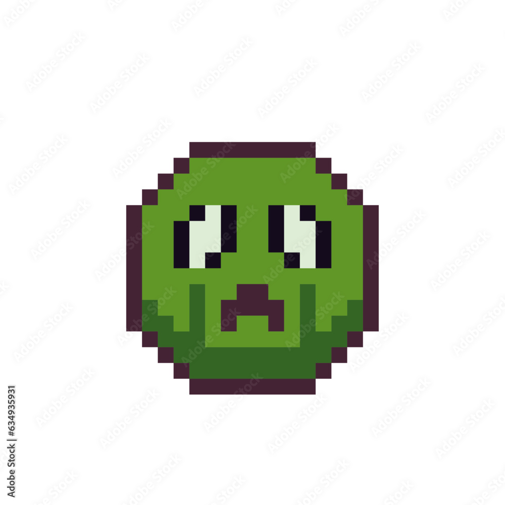 Shocked emoticon pixel art skinny skinny face ghost sick smiley cartoon ...