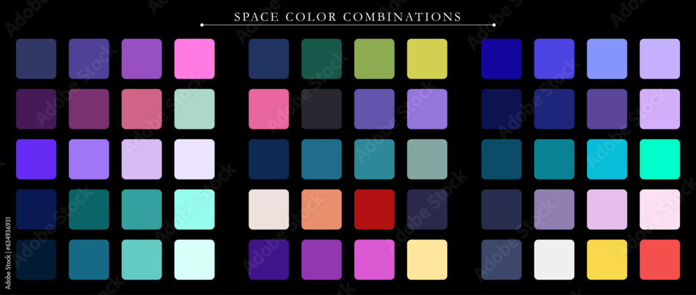 Space theme palette. Trend color palette guide template. An example of ...
