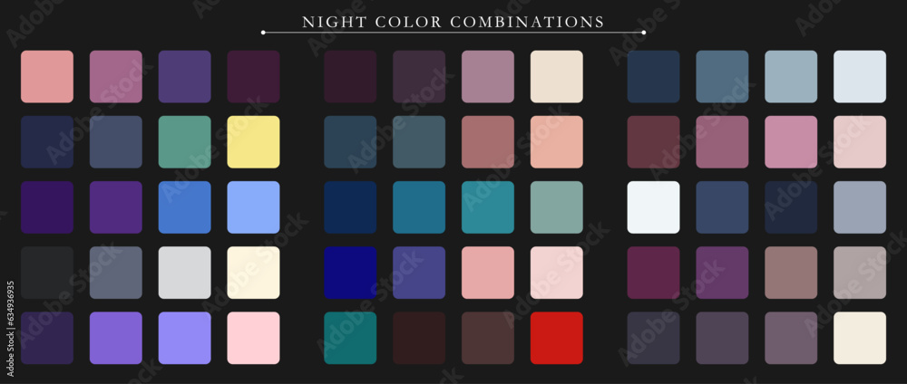 Night palette. Trend color palette guide template. An example of a ...