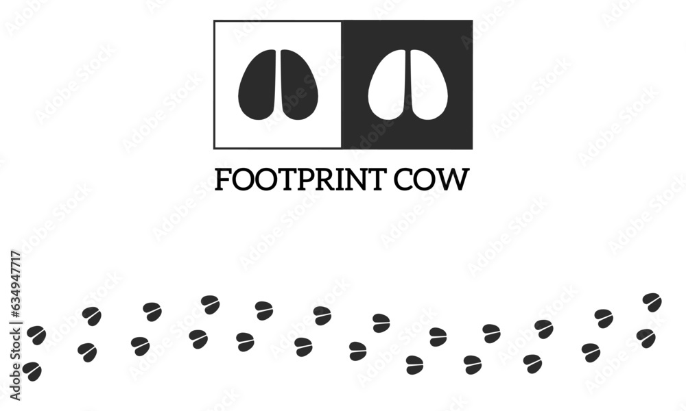Vetor de Footprints for farm animals. Cow Trace Pattern. Cute black ...