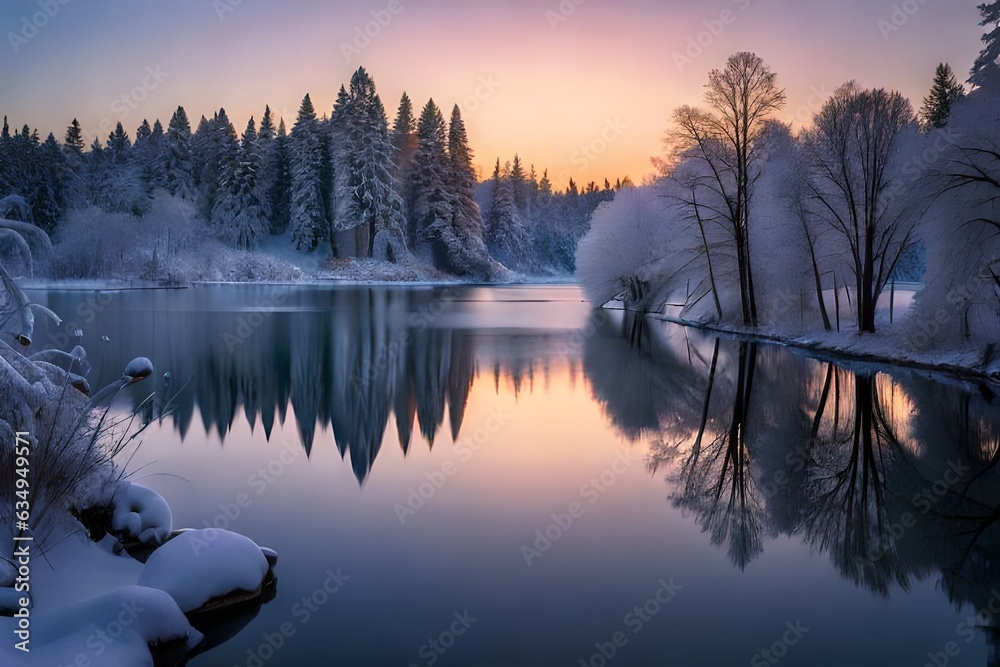 Capture the calm tremendousness of a cemented lake reflecting the ...