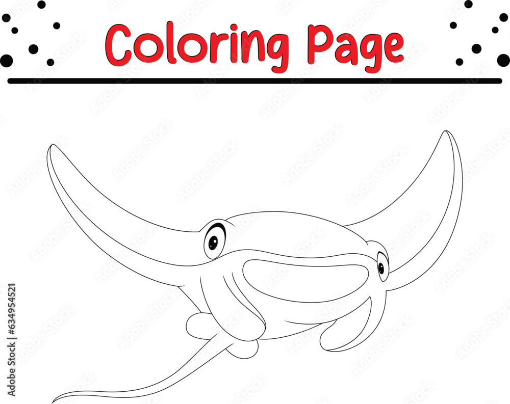 Cartoon happy stingray isolated on white background. Sea Animals ...