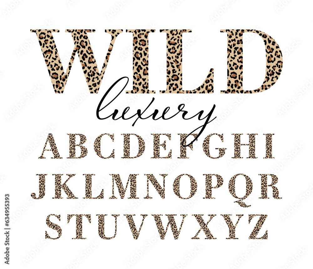 Leopard Alphabet Wild Luxury Letters Animal Print Font Wildcat spots ...
