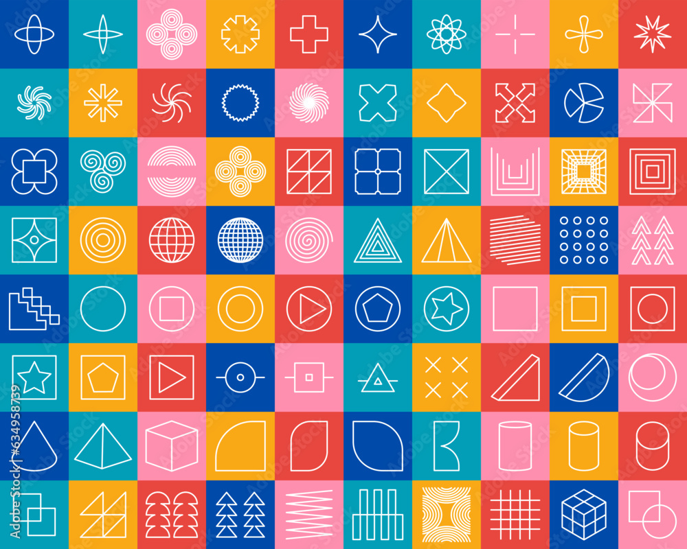 Big set of geometric shapes inspired by different art styles like ...