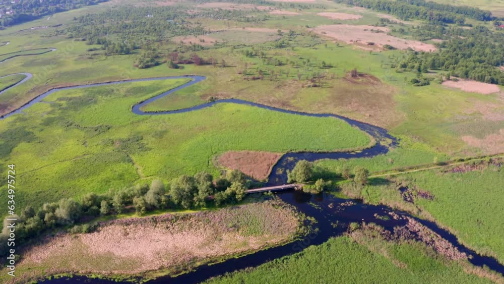 4k drone forward video (Ultra High Definition) of bridge over Seret ...