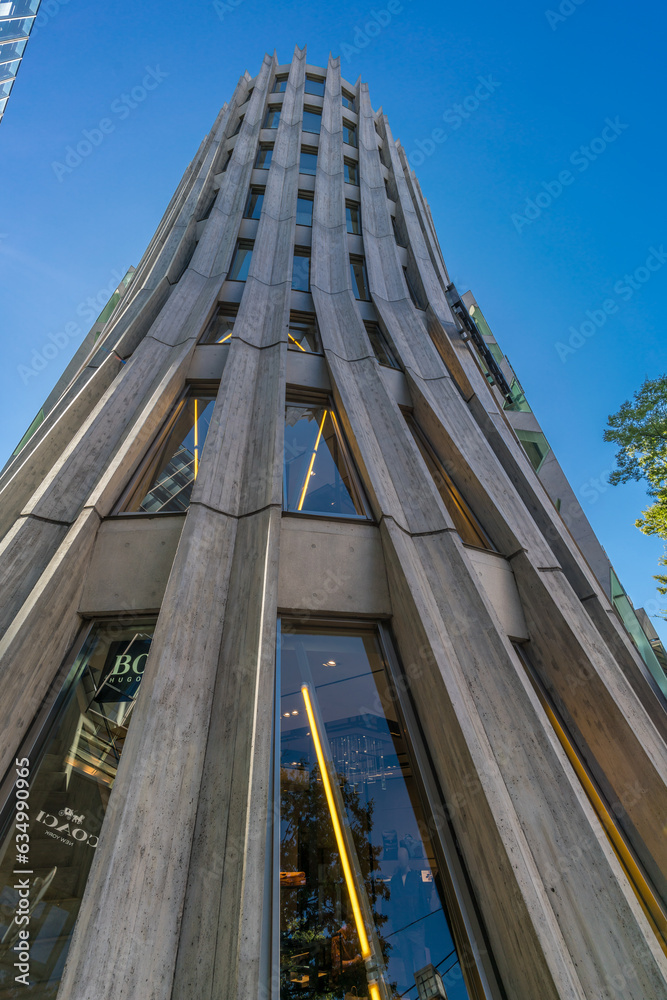 Tokyo, Shibuya Ward - August 17, 2018 - Hugo Boss building designed by ...