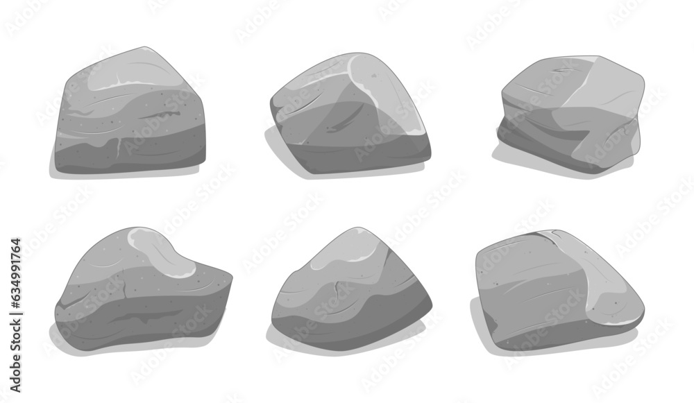 Vector illustration set of rocks and stones elements and compositions ...
