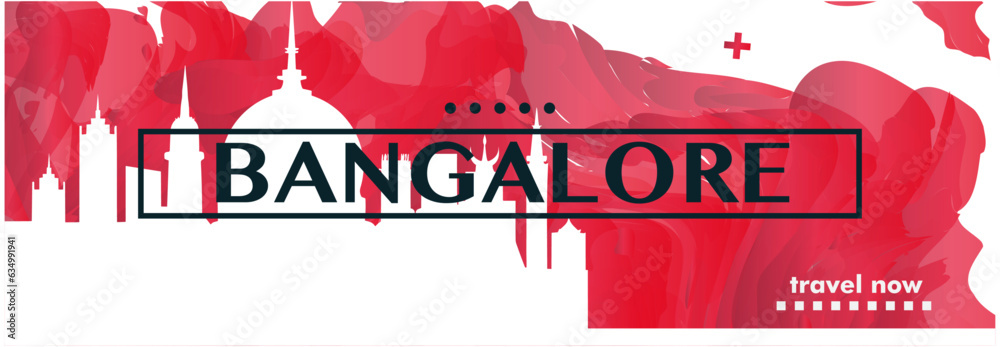 India Bangalore skyline cityscape abstract gradient banner art. Travel ...