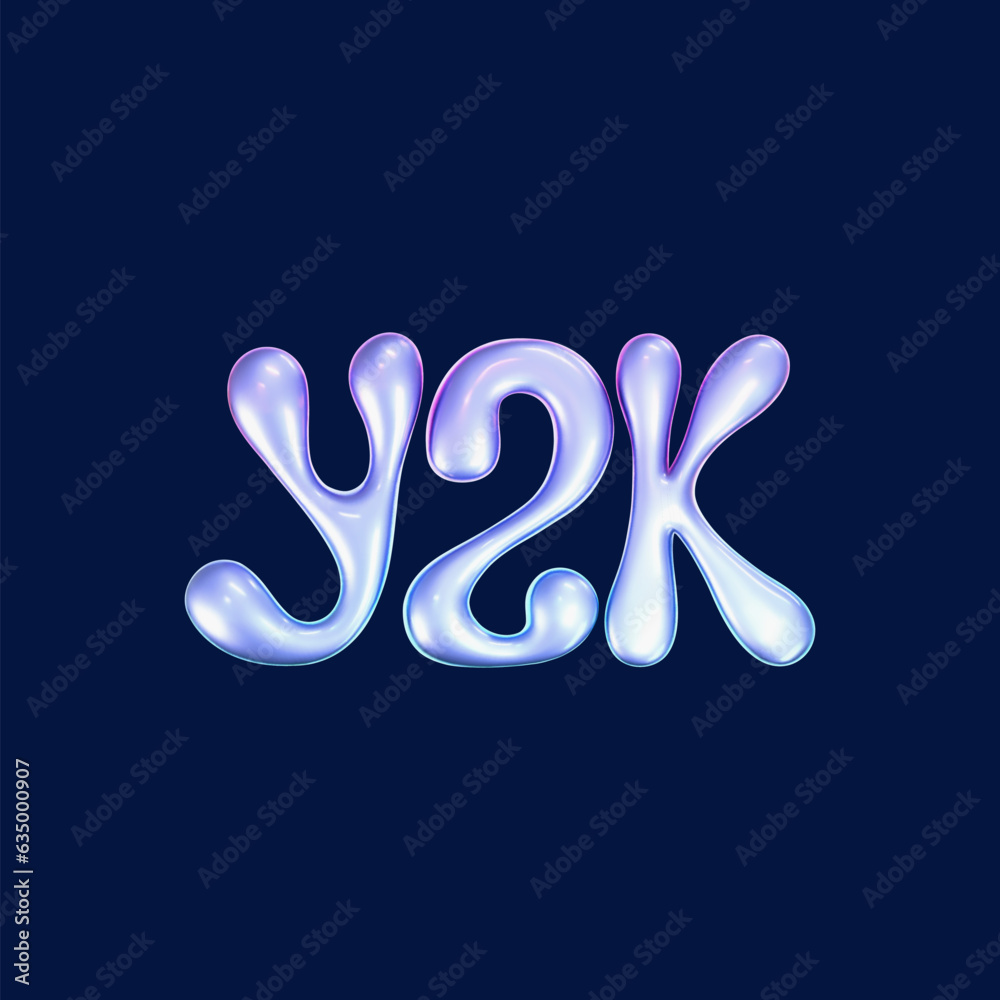 3d holographic y2k text in modern style isolated on a dark background ...