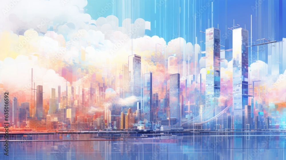 Pixelated Futures: Abstract pixel art showcasing scenes of future ...