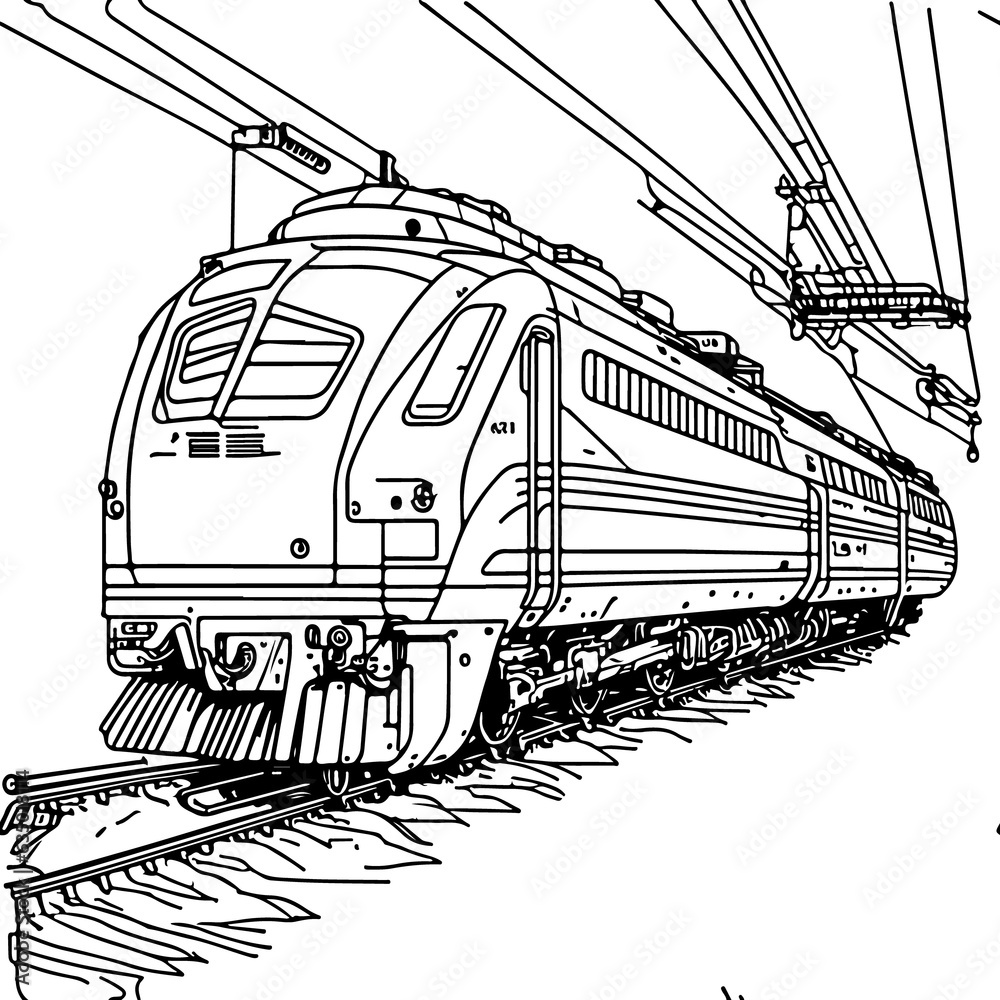 Line art train in motion. Train Line Drawing Clip Art. Png line art ...