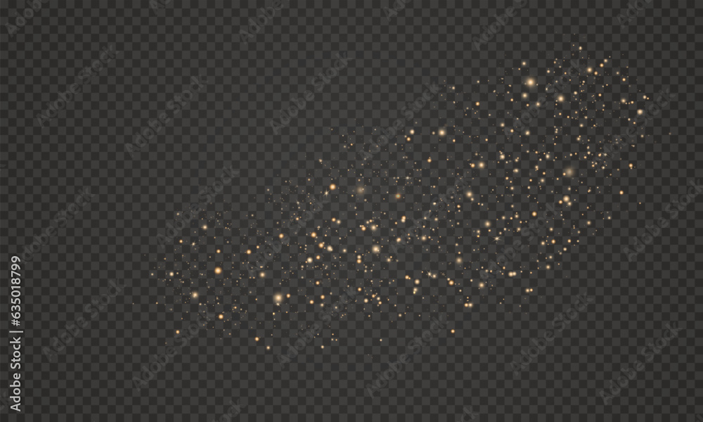 Vector Illustration of Glitter Particle Effect. Golden sparkling trail ...
