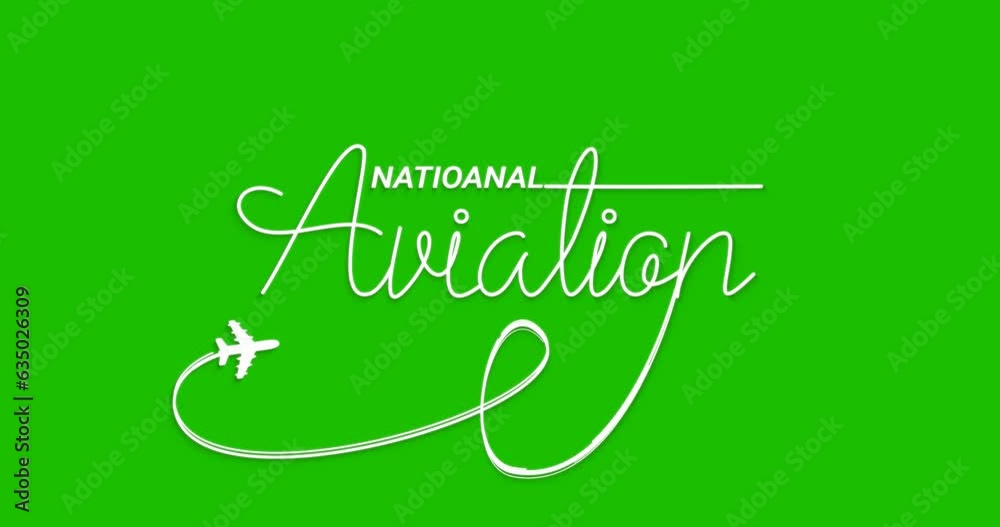 National Aviation Day animation text. Happy Aviation Day. Handwritten ...
