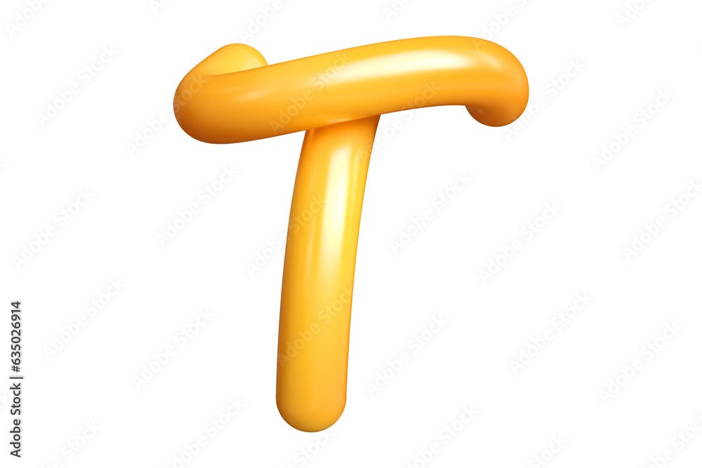 3D rendering handwriting font letter T in orange. Graphic resource ...