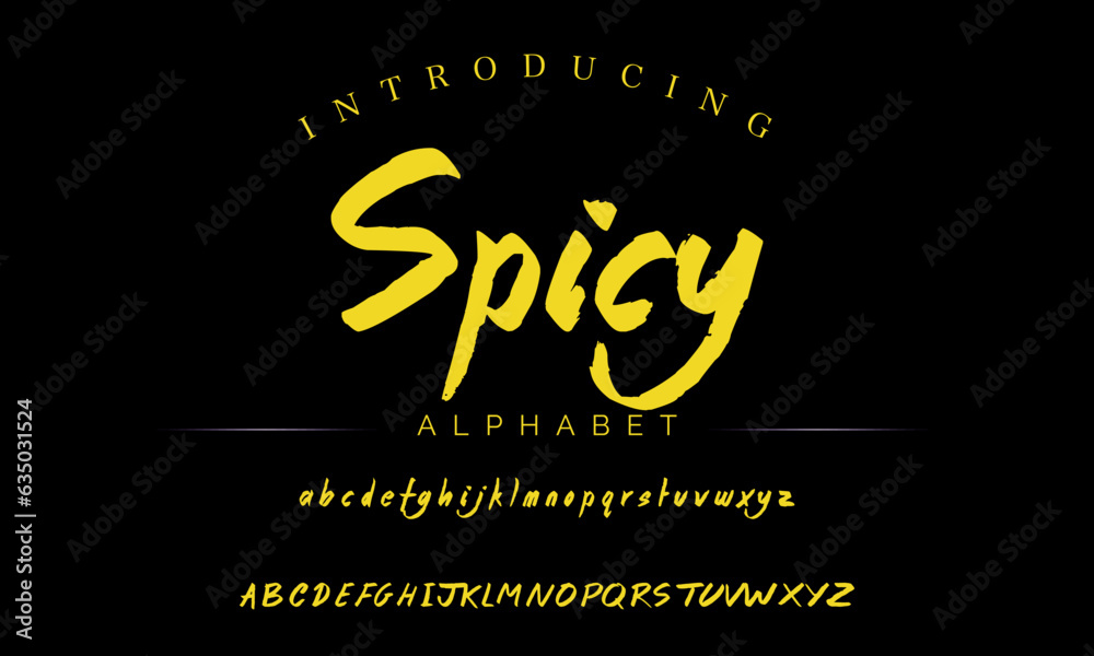 Spicy Vintage Brush Script Modern Alphabet. Retro Typeface. Textured ...
