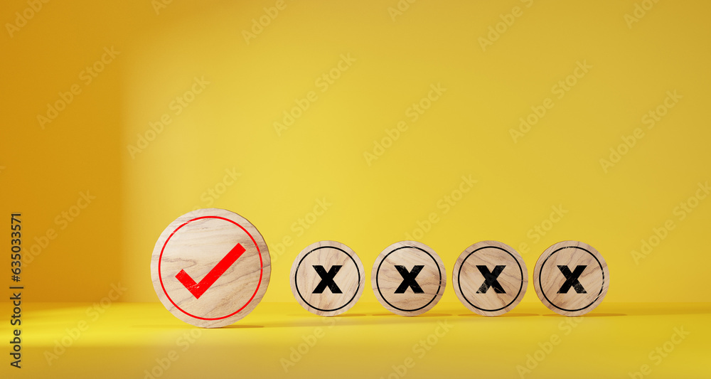 Checklist. Wooden label with tick mark icons for Task list ...