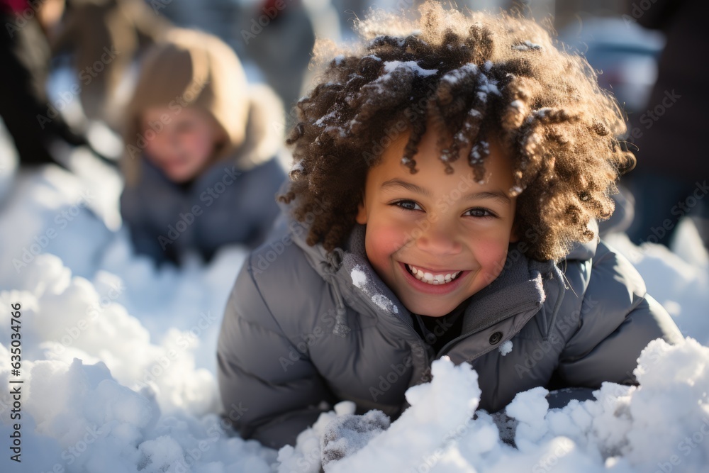 Kids making snow forts photo - stock photography concepts Stock Photo ...