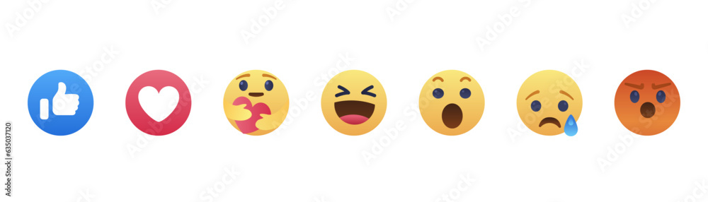 Facebook reaction emoticons. Facebook thumb up finger. Facebook ...