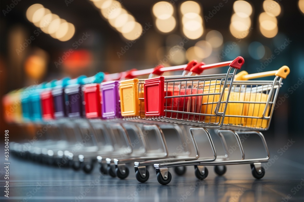 Dynamic shopping scene Blurred store bokeh highlights bustling ...