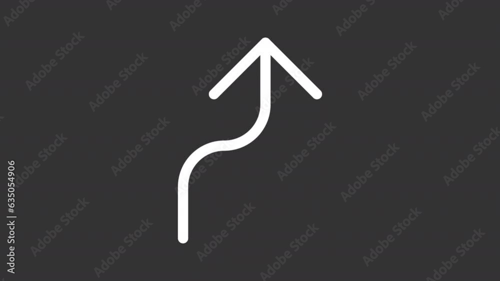 White icon animation of right reverse turn arrow, HD video with ...