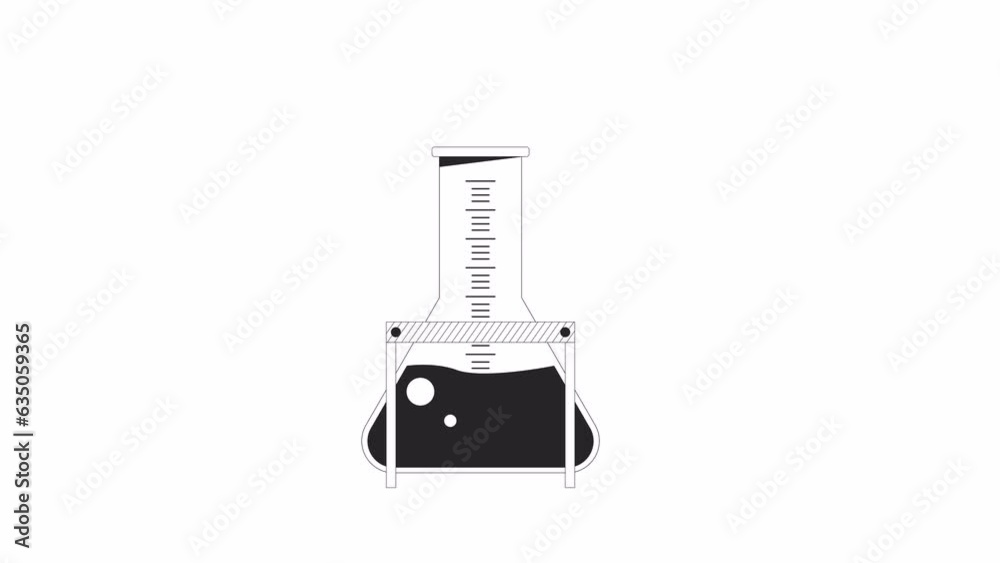 Vidéo Stock Lab flask with safety barrier fence bw outline 2D object ...