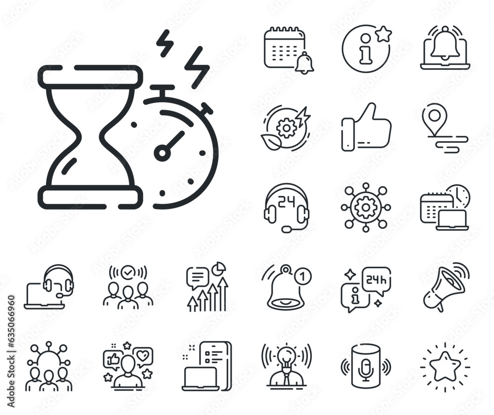 Stopwatch time sign. Place location, technology and smart speaker ...