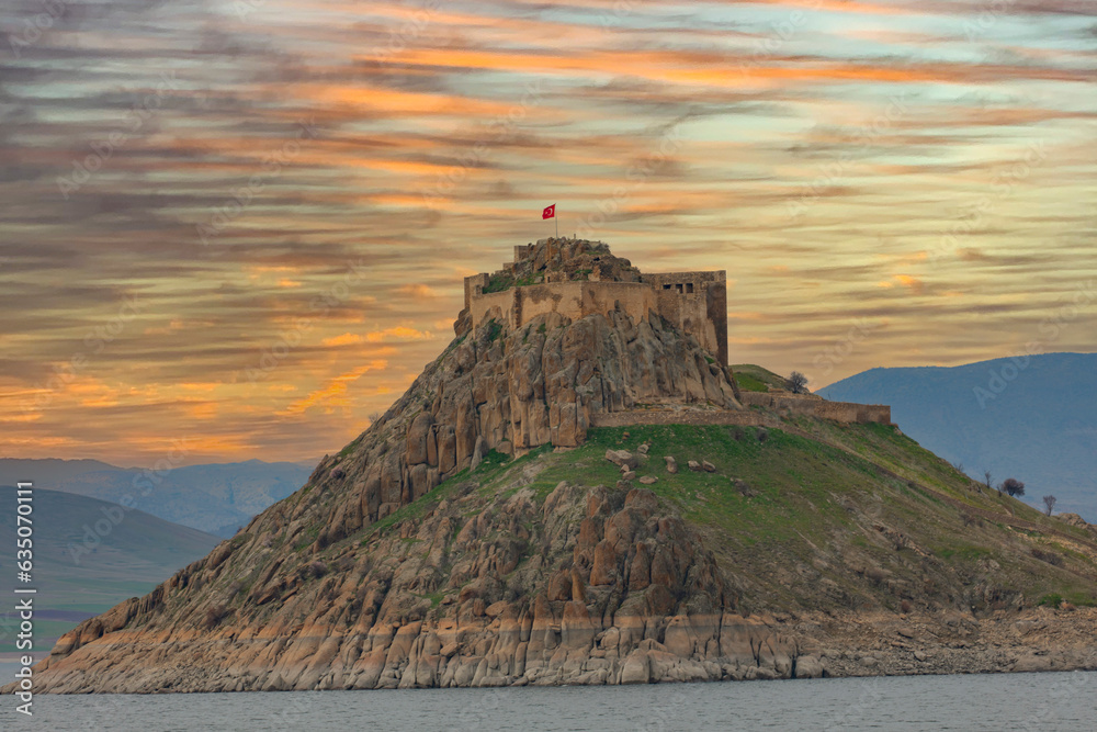 Pertek castle (Pertek kalesi) located in Pertek district of Tunceli ...