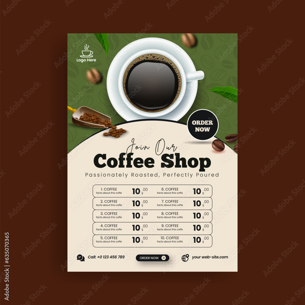 Vetor de Coffee menu and food drink price menu template, Cafe ...